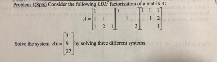 Solved Problem 18pts Consider The Following Ldl 
