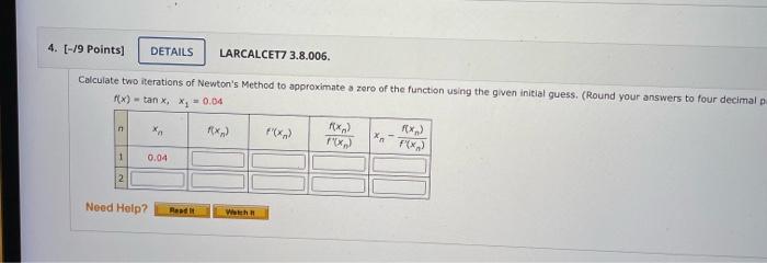 [solved] Calculate Two Iterations Of Newtons Method T