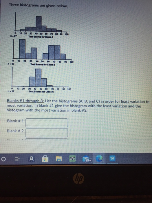 Solved Three histograms are given below. O 27 10 20 30 40 50 | Chegg.com