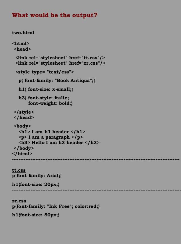 Solved What would be the output? two.htm1 > /> /> = | Chegg.com