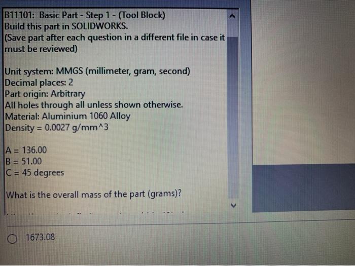 Solved B11101 Basic Part Step 1 Tool Block Build This Chegg