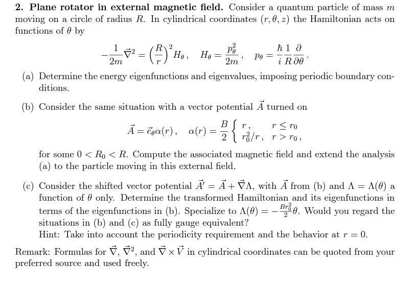 Solved Plane rotator in external magnetic field. Consider a | Chegg.com