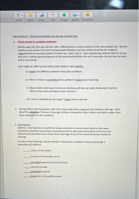 Solved انه T Text Insert Table Chart Shape Media Comment Lab | Chegg.com