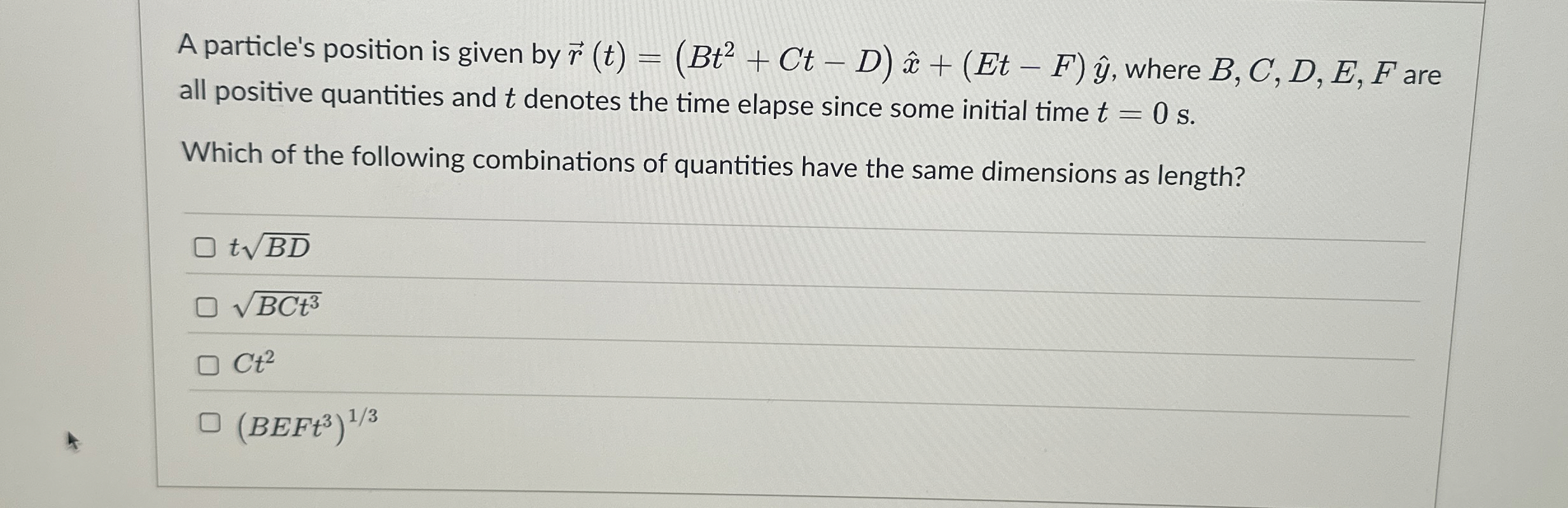 Solved A particle's position is given by | Chegg.com