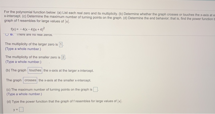 Solved For the polynomial function below: (a) List each real | Chegg.com