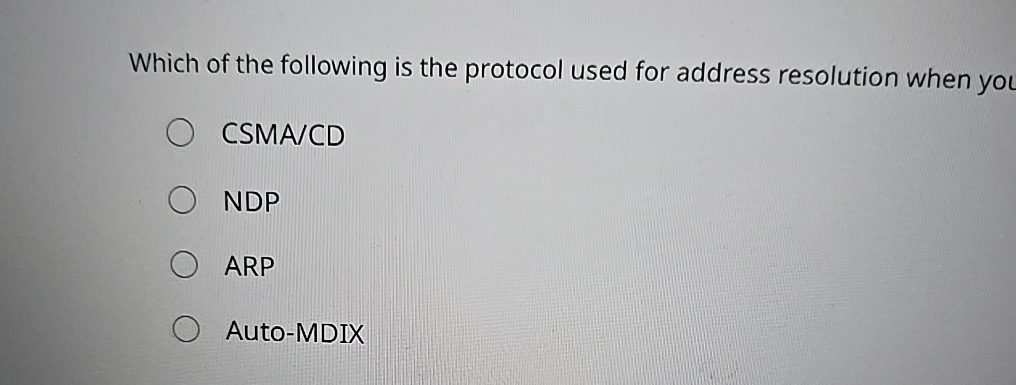 Solved Which of the following is the protocol used for | Chegg.com