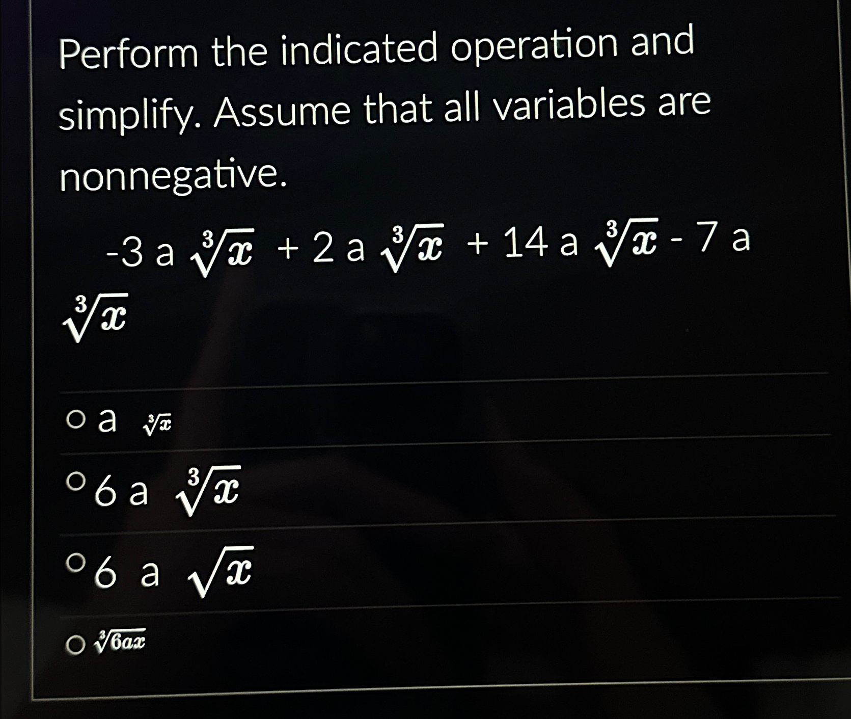 Solved Perform the indicated operation and simplify. Assume | Chegg.com