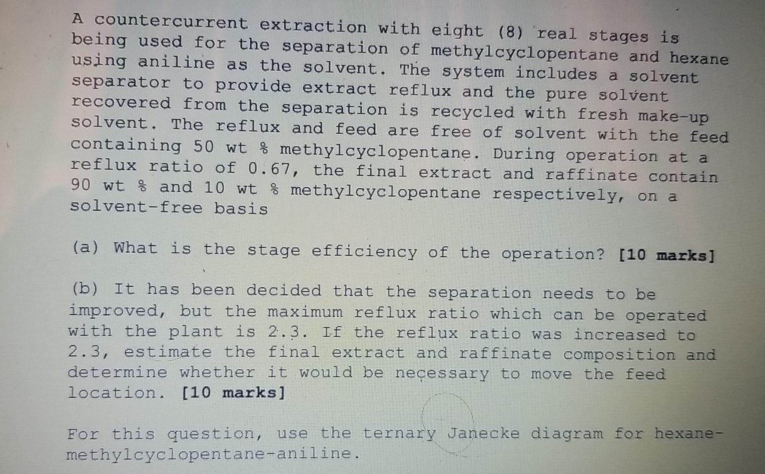 A countercurrent extraction with eight (8) "real | Chegg.com