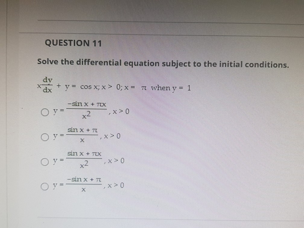 Solved QUESTION 11 Solve the differential equation subject | Chegg.com