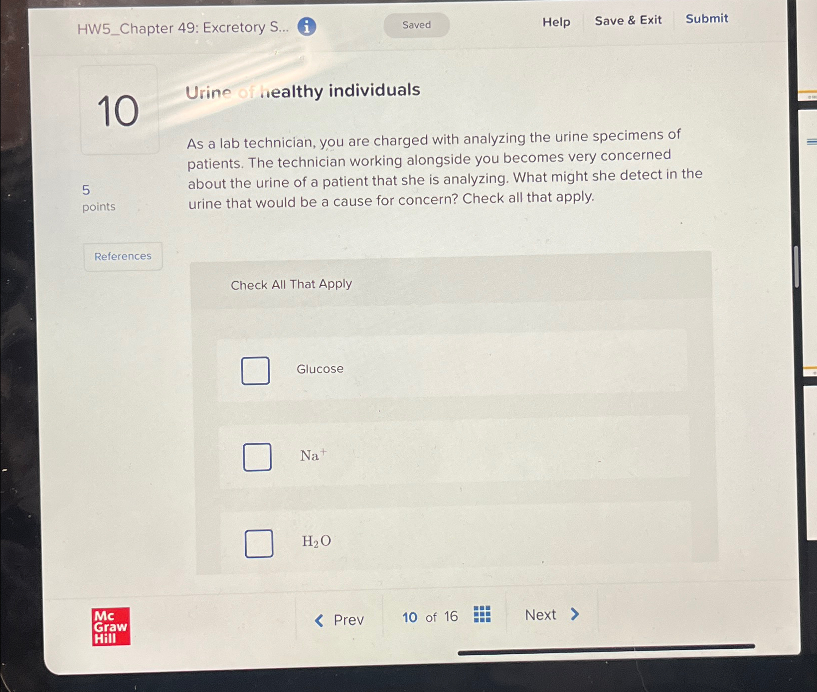 Solved HW5_Chapter 49: Excretory S... ﻿iHelpSave & | Chegg.com