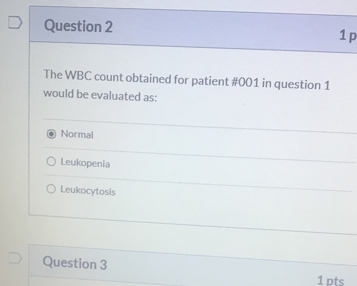 Solved Question 1 1 pts Calculate the manual WBC count on | Chegg.com