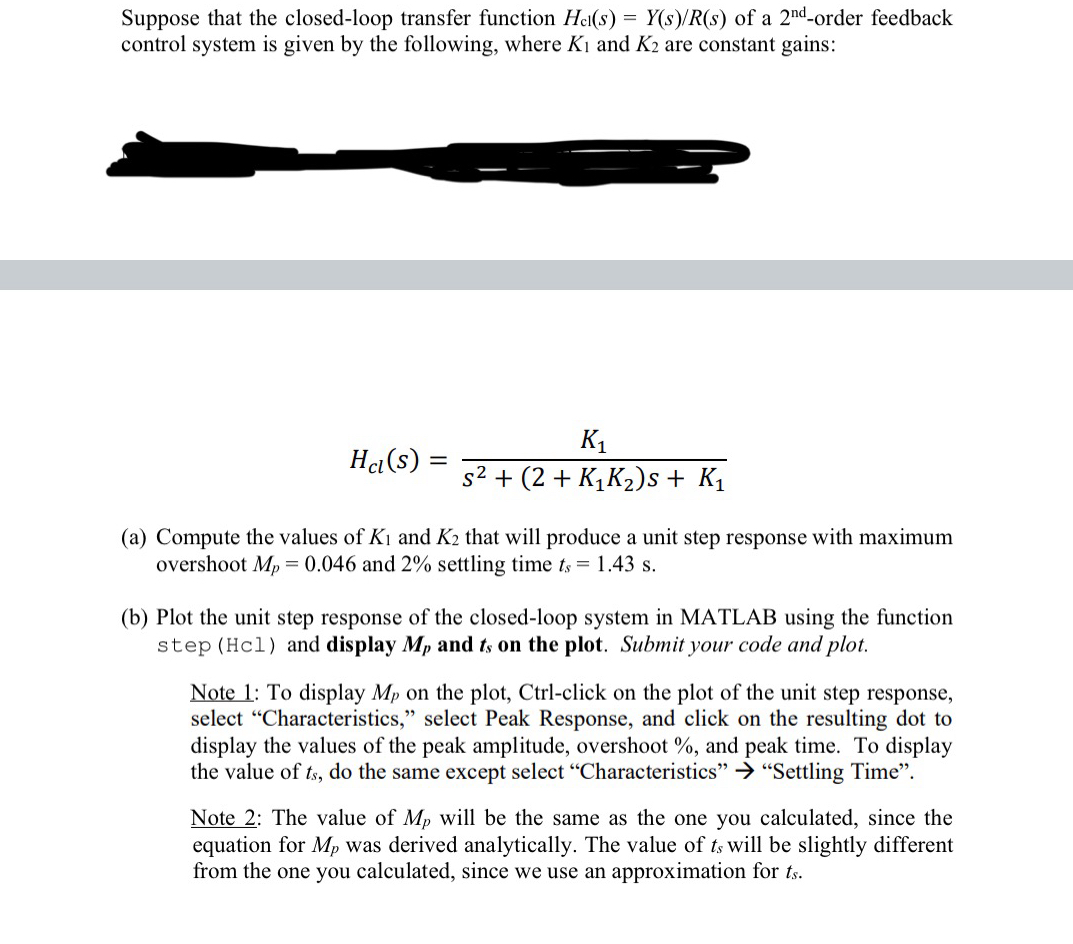 Solved Suppose that the closed-loop transfer function | Chegg.com