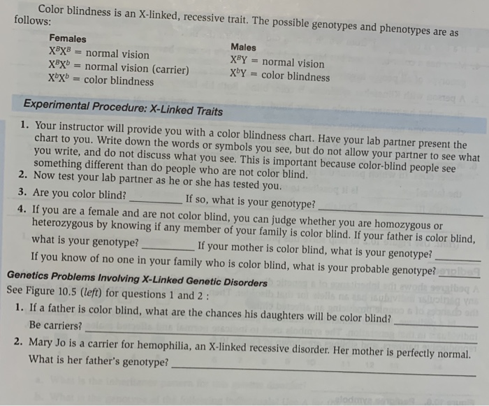 Solved Color blindness is an X-linked, recessive trait. The | Chegg.com