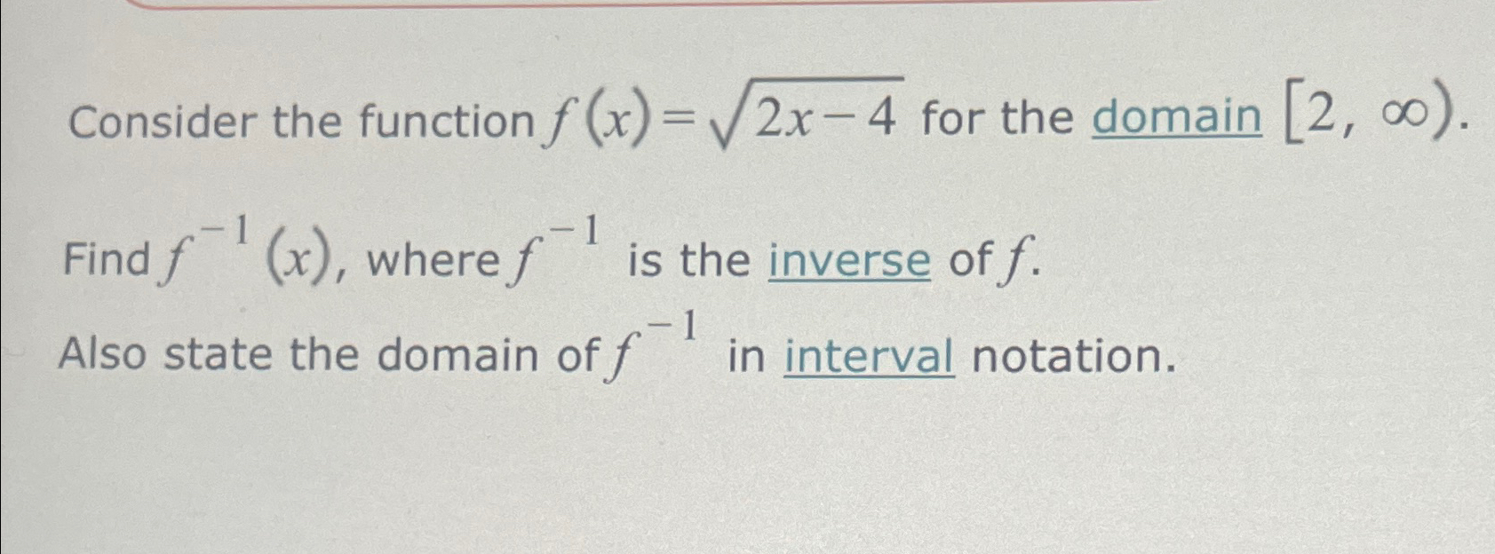 Solved Consider the function f(x)=2x-42 ﻿for the domain | Chegg.com