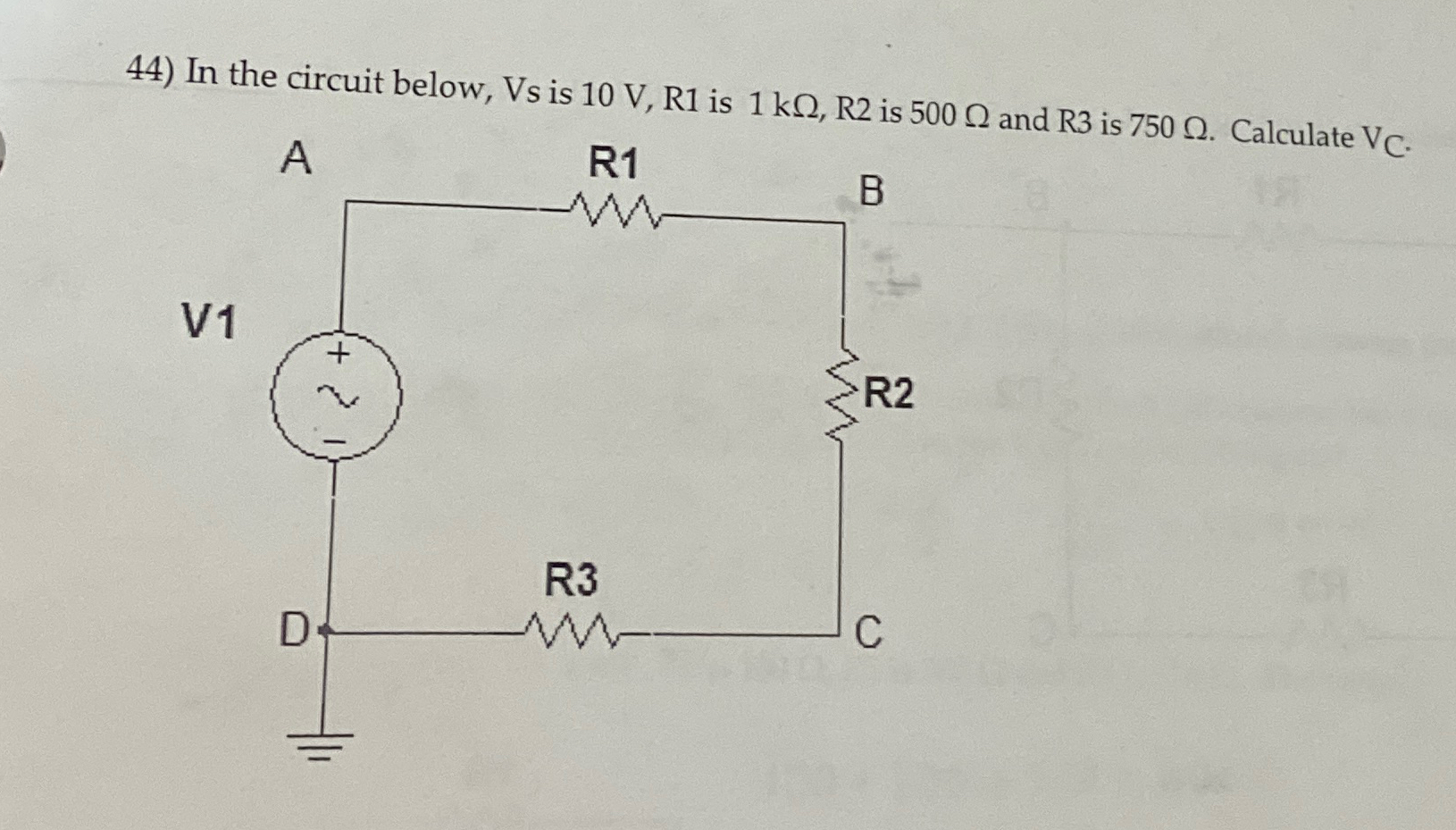 Solved In the circuit below, Vs ﻿is 10V,R1 ﻿is 1kΩ,R2 ﻿is | Chegg.com