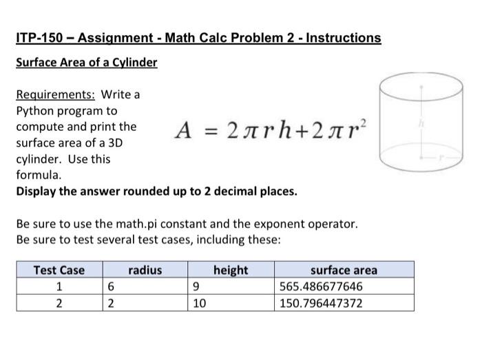 Solved ITP-150- Assignment - Math Calc Problem 2 - | Chegg.com