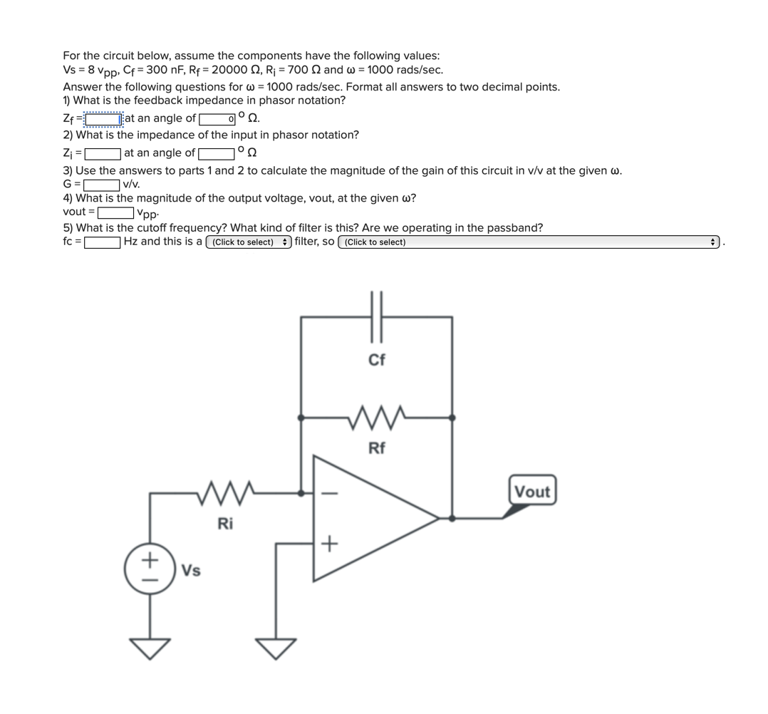 Solved For the circuit below, assume the components have the | Chegg.com