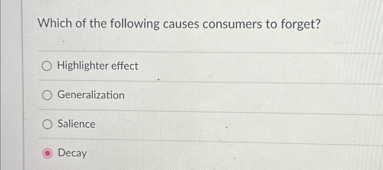 Solved Which of the following causes consumers to | Chegg.com