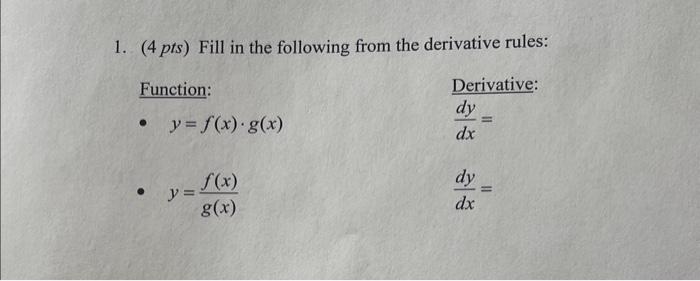 Solved 4.3 Chain Rule Worksheet 1. (10pts) Find the | Chegg.com