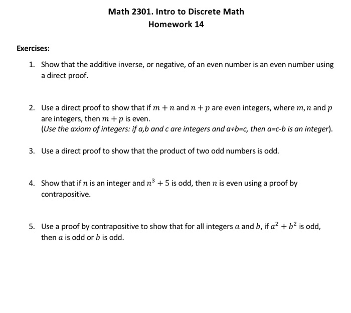 Solved Math 2301. Intro to Discrete Math Homework 14 | Chegg.com