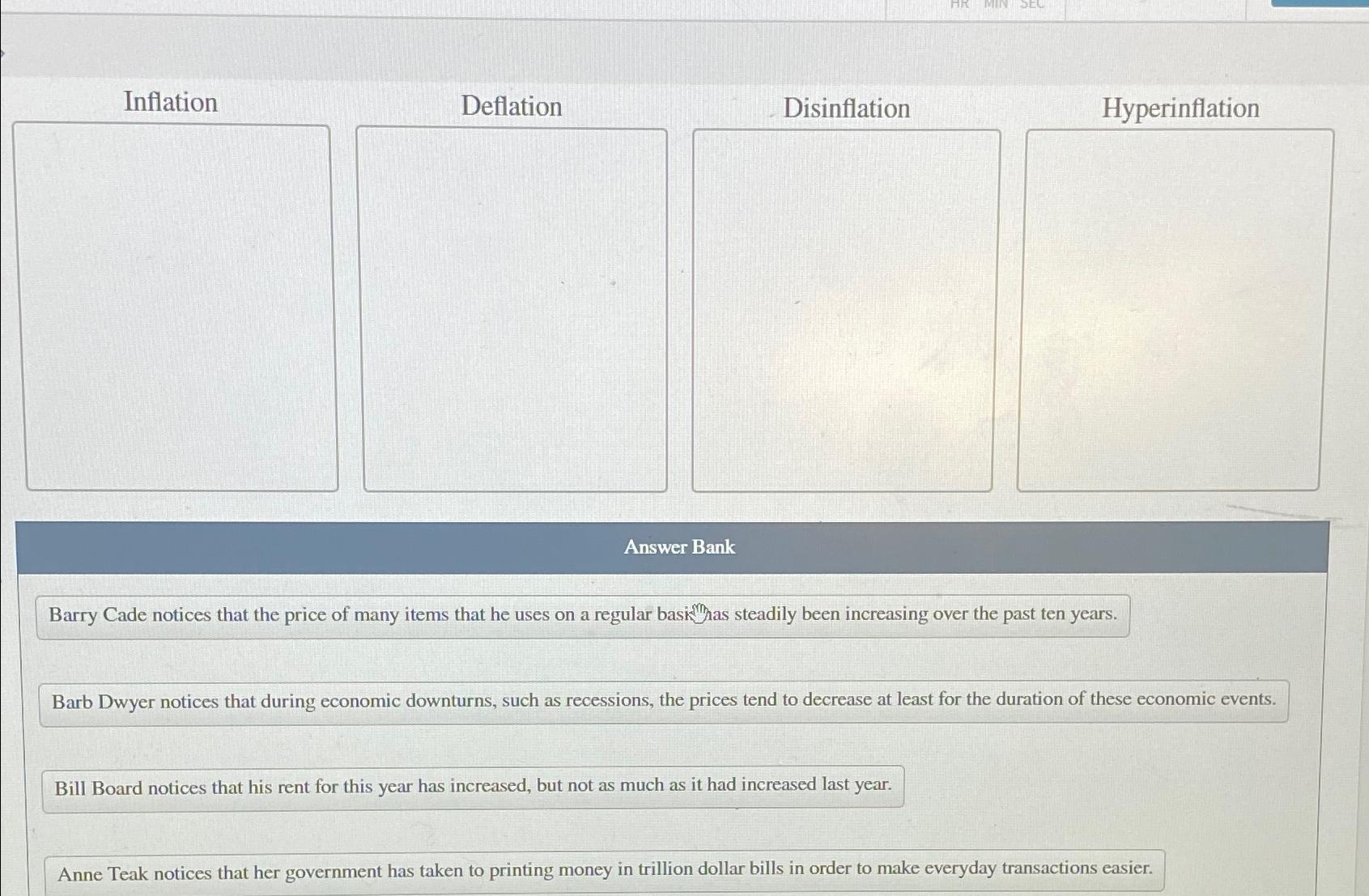 Solved InflationDeflationDisinflationHyperinflationAnswer | Chegg.com