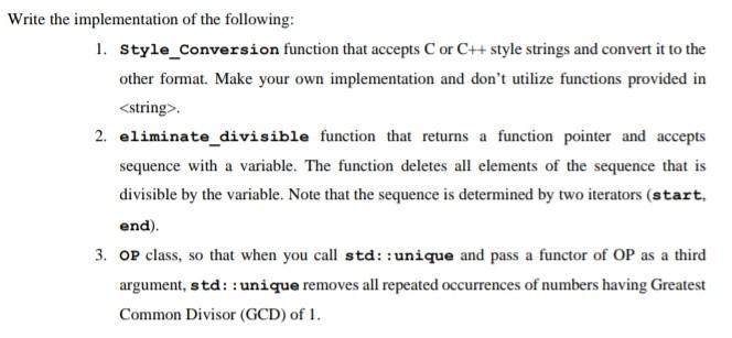 Write the implementation of the following: 1. Style | Chegg.com