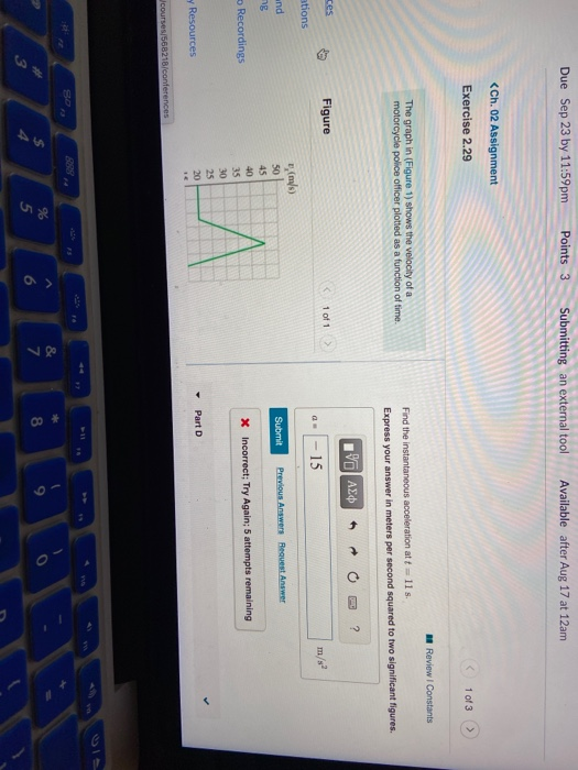 Due Sep 23 by 11:59pm Points 3 Submitting an external | Chegg.com