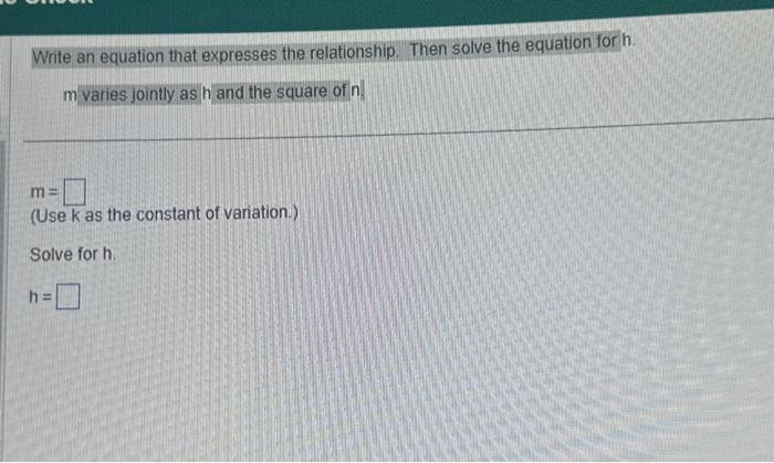 Solved Write an equation that expresses the relationship. | Chegg.com