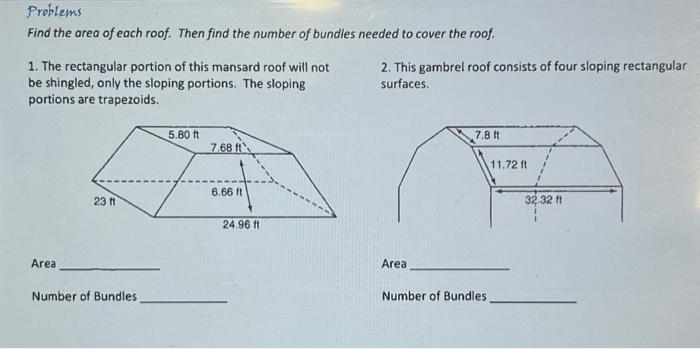 need help 1. The rectangular portion of this mansard | Chegg.com