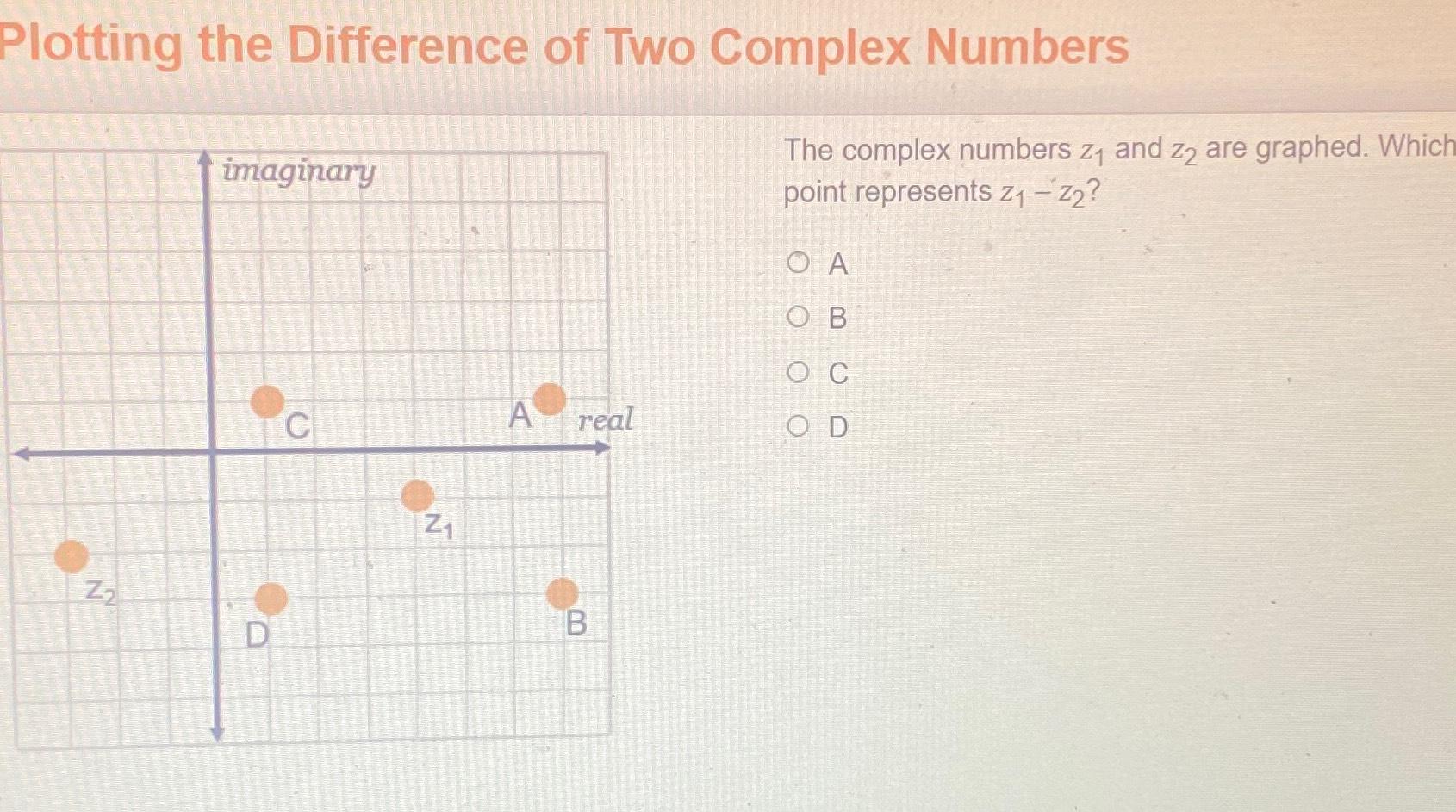 Solved Plotting the Difference of Two Complex NumbersThe | Chegg.com