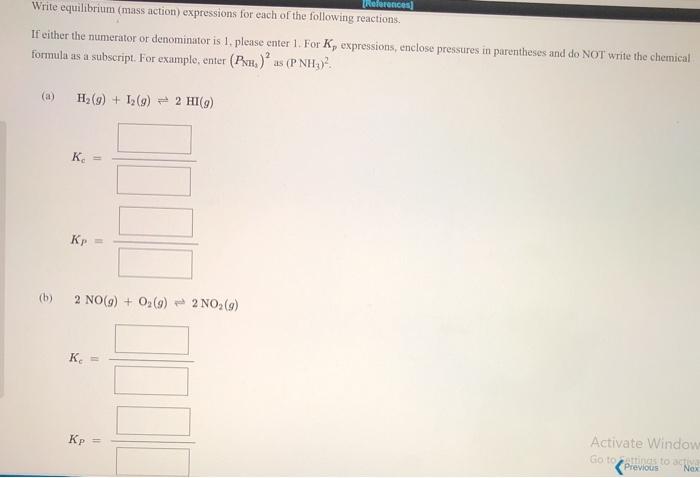 Solved References Write equilibrium (mass action) | Chegg.com