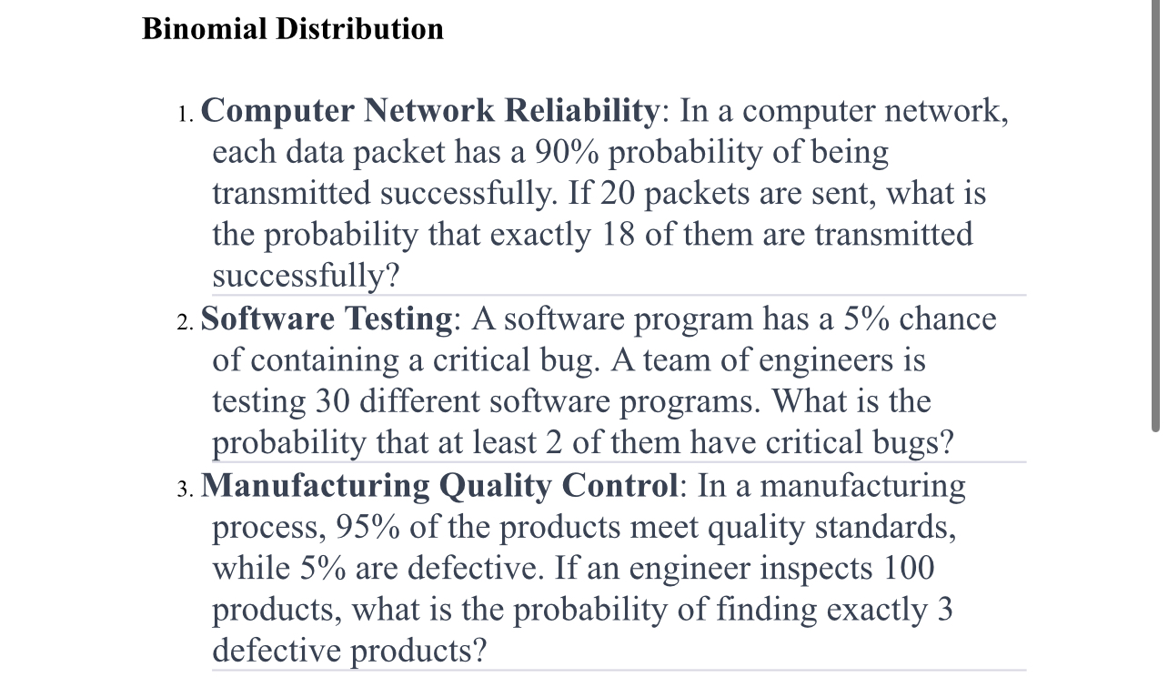 Solved Binomial Distribution1. ﻿Computer Network | Chegg.com