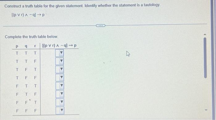 Solved Construct a truth table for the given statement. | Chegg.com