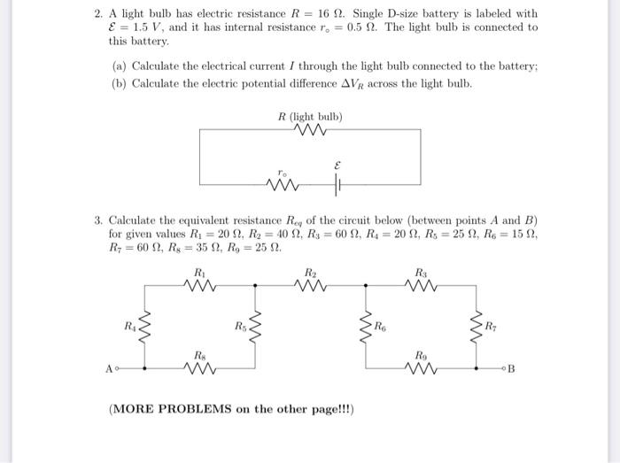 Solved 2. A light bulb has electric resistance R=16Ω. Single | Chegg.com