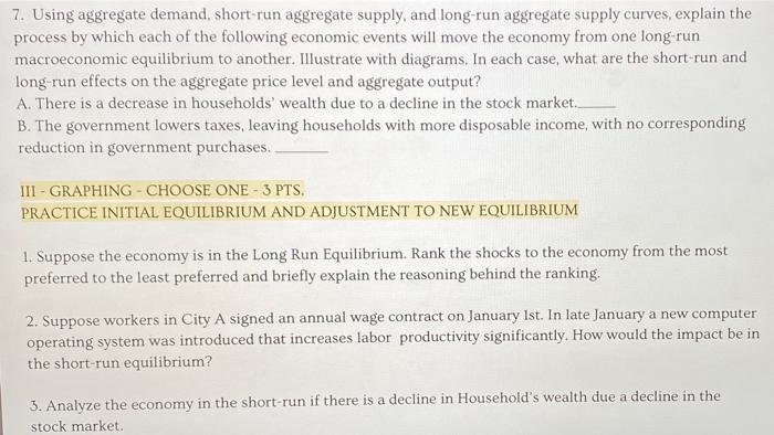 Solved AGGREGATE DEMAND/SHORT-RUN AGGREGATE SUPPLY/LONG-RUN | Chegg.com