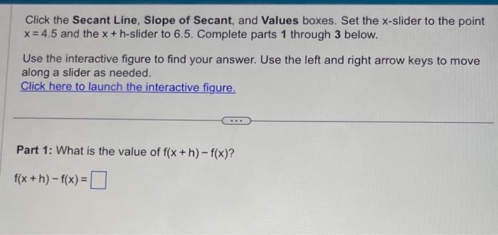 Solved Click The Secant Line Slope Of Secant And Values