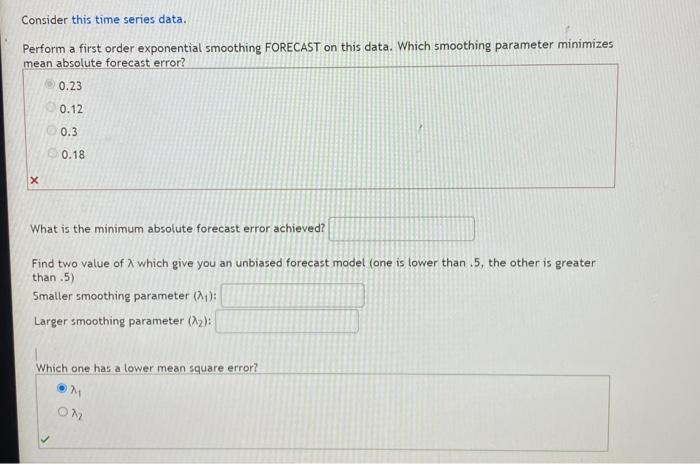 Consider this time series data. Perform a first order | Chegg.com