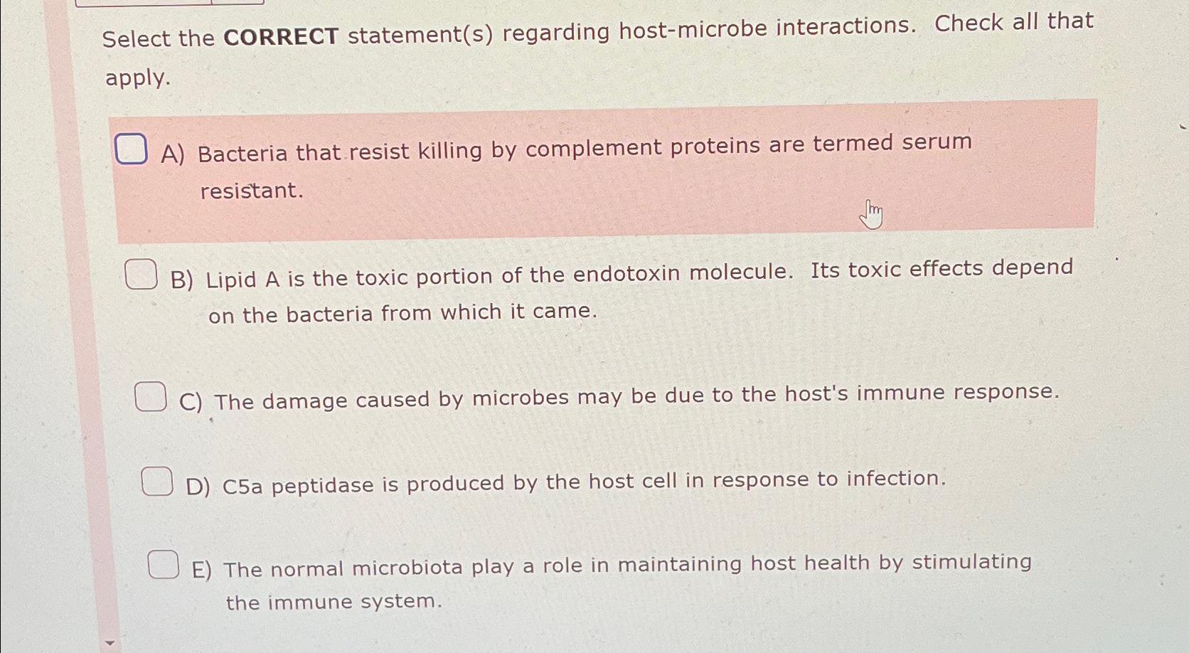 Solved Select the CORRECT statement(s) ﻿regarding | Chegg.com