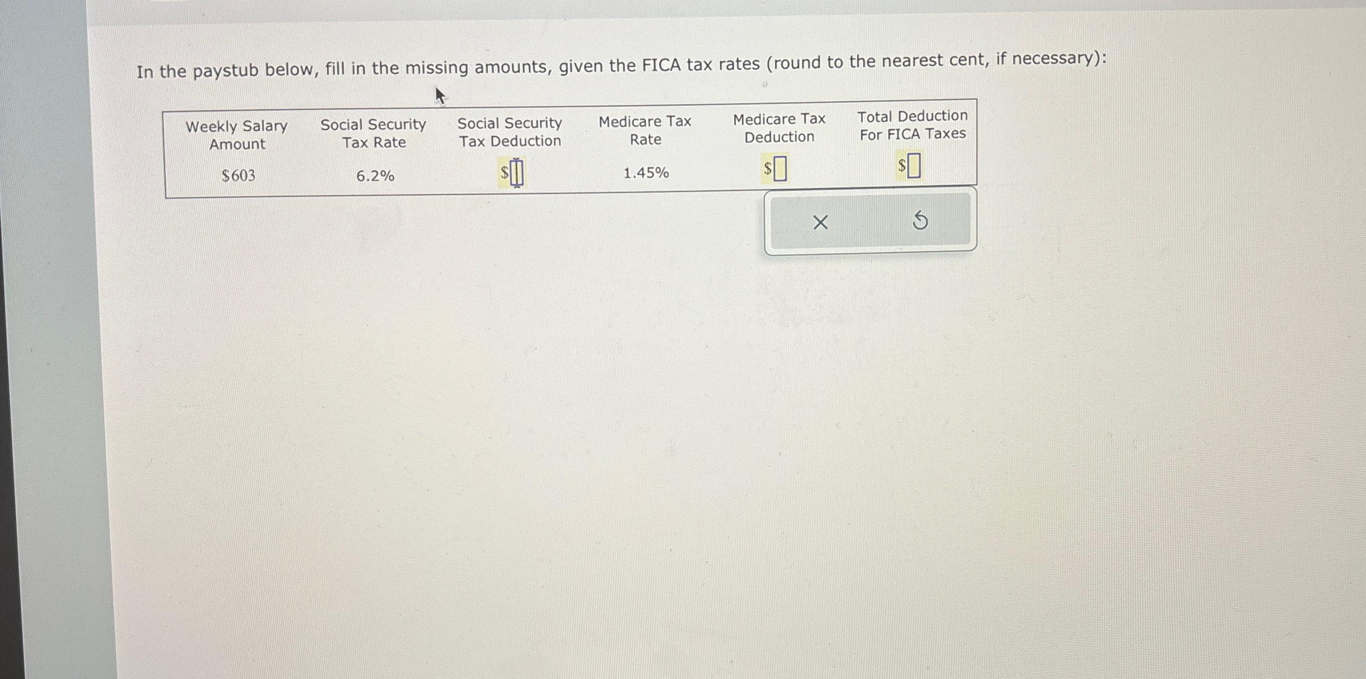 Solved In the paystub below, fill in the missing amounts, | Chegg.com