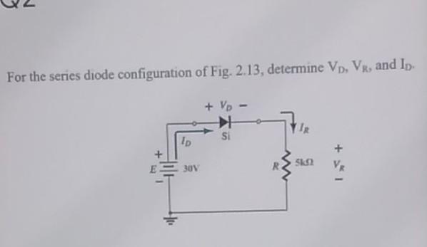 Solved For the series diode configuration of Fig. 2.13, | Chegg.com