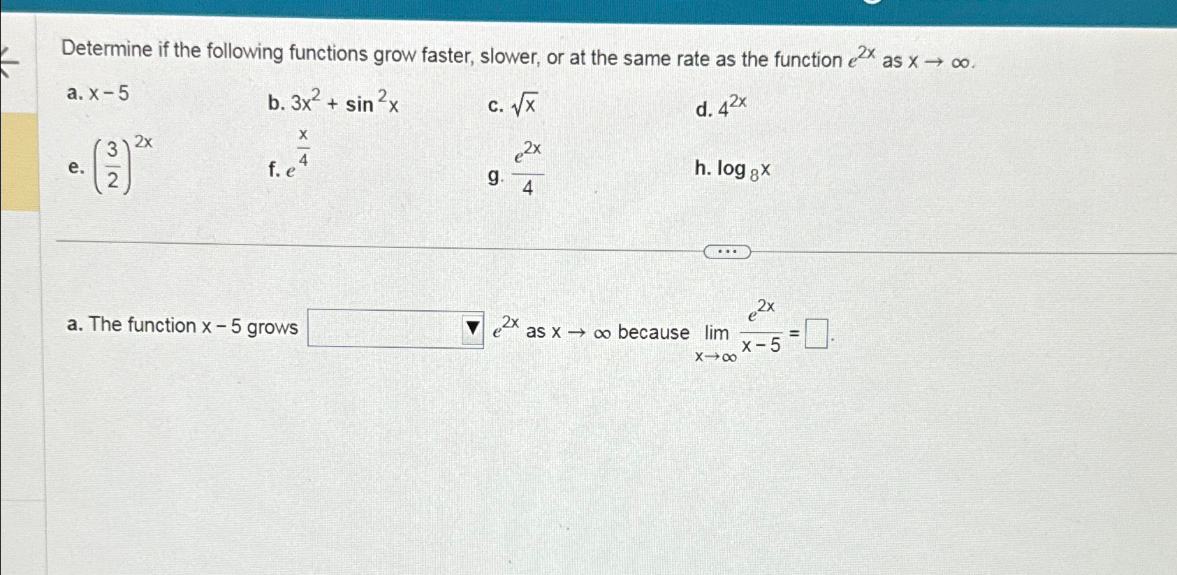 Solved Determine if the following functions grow faster, | Chegg.com