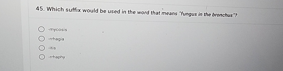 Solved Which suffix would be used in the word that means | Chegg.com