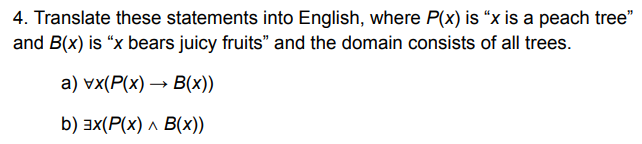 Solved Translate These Statements Into English Where Px