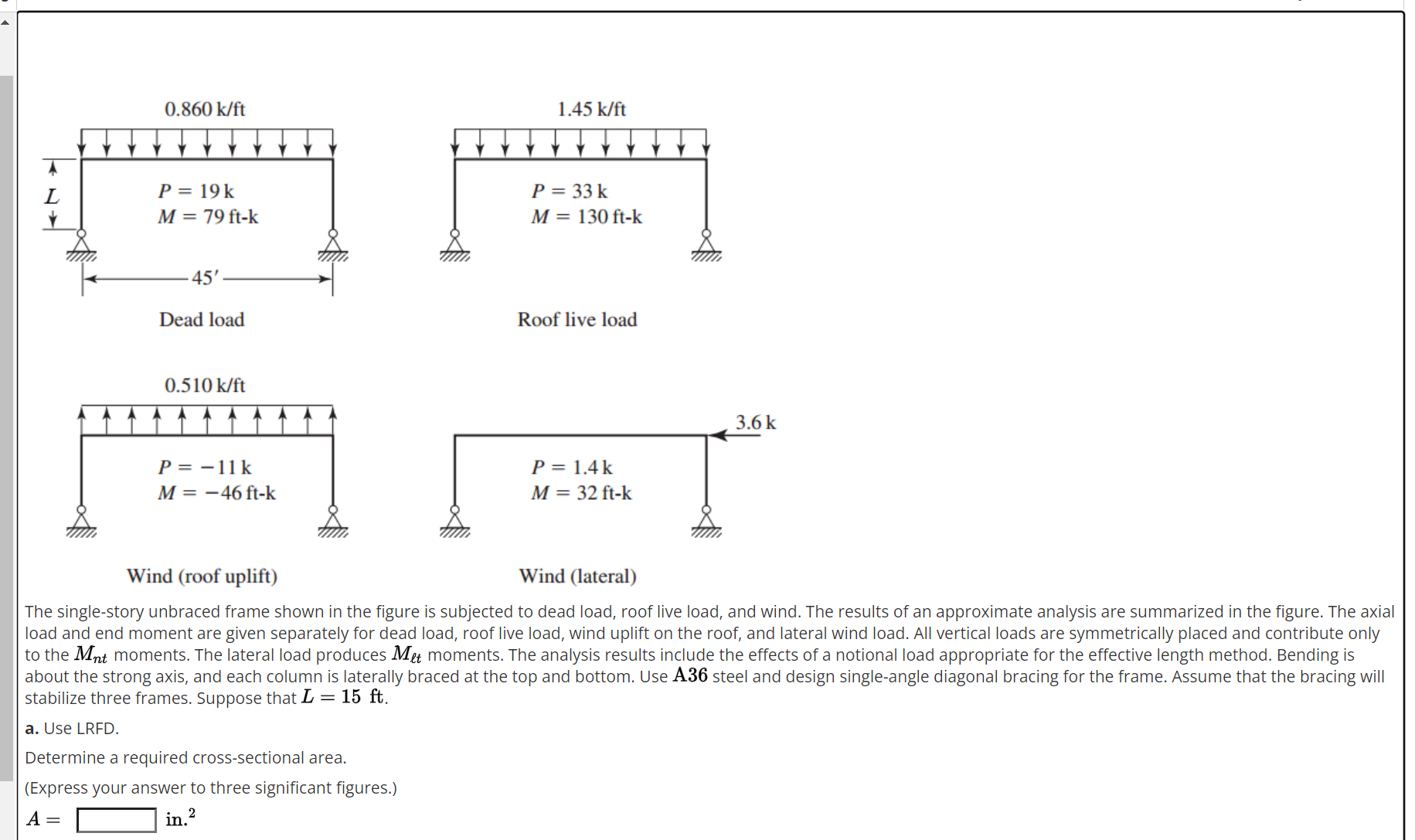 Roof live loadWind (roof uplift)Wind (Iateraı)The | Chegg.com