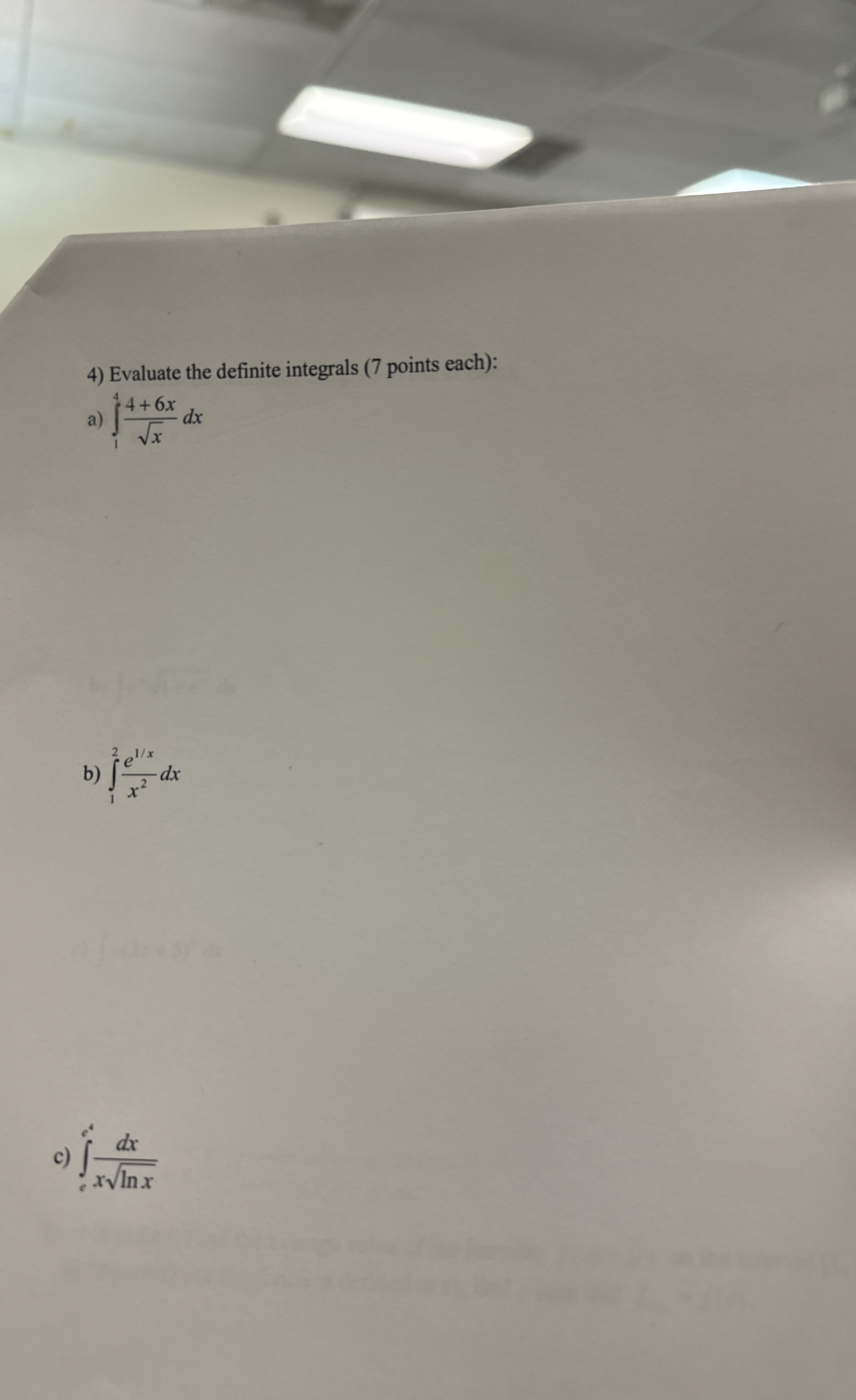 Solved Evaluate the definite integrals ( 7 ﻿points | Chegg.com