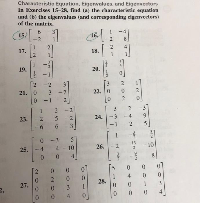 Solved Characteristic Equation Eigenvalues And