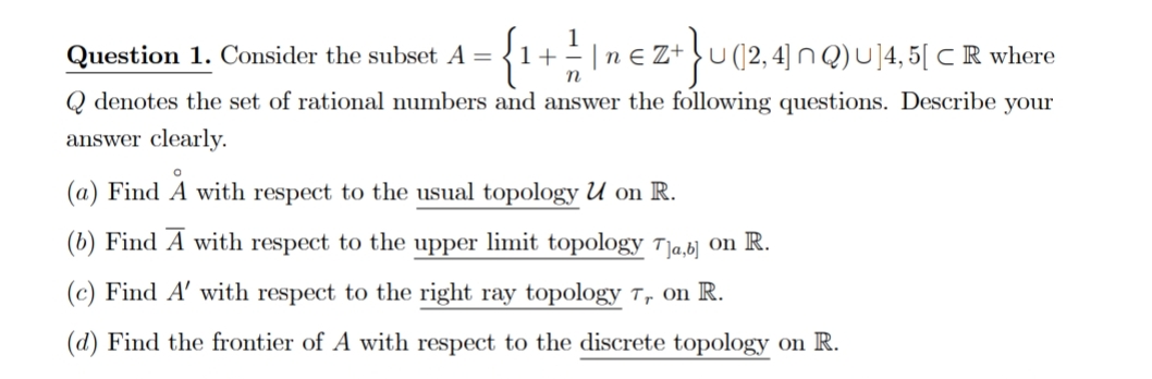 Question 1. ﻿Consider the subset | Chegg.com