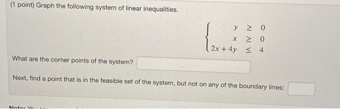 Solved (1 point) Graph the following system of linear | Chegg.com
