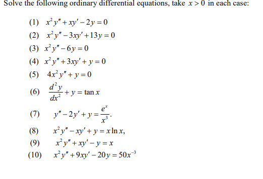 Solved Solve the following ordinary differential equations, | Chegg.com