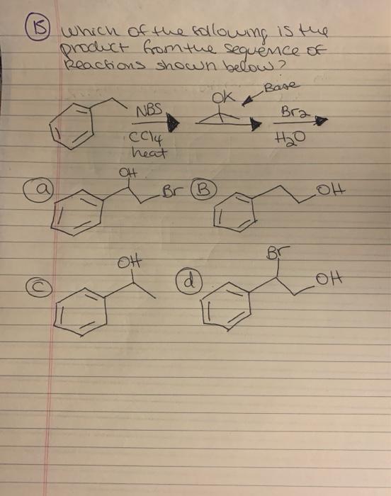 Solved IS Which of the following is the product from the | Chegg.com